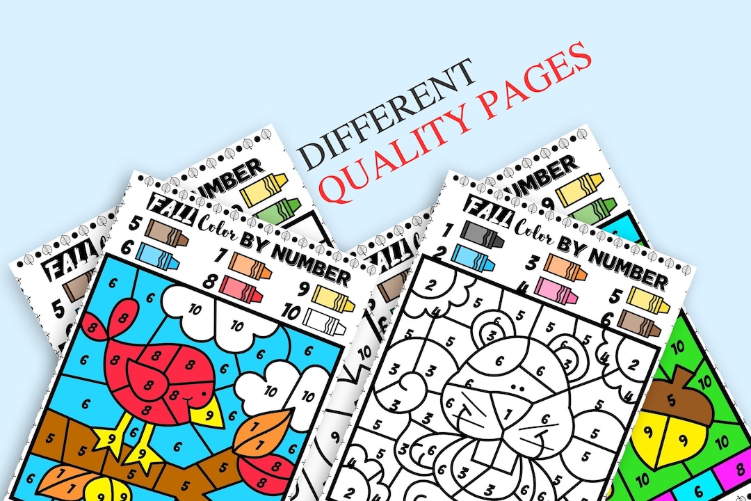 Fall Color by Number Printable: Kids Autumn Coloring Pages (digital ...