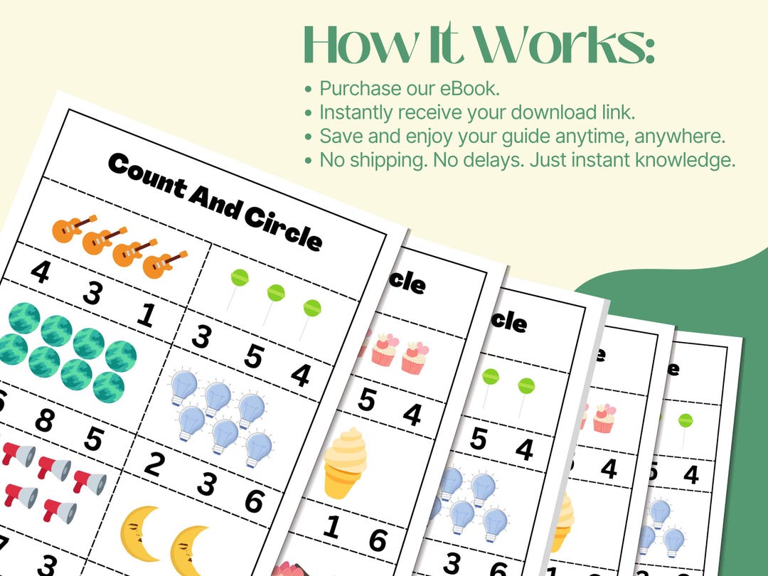 Count and Circle Math Worksheets: Preschool & Kindergarten (digital ...