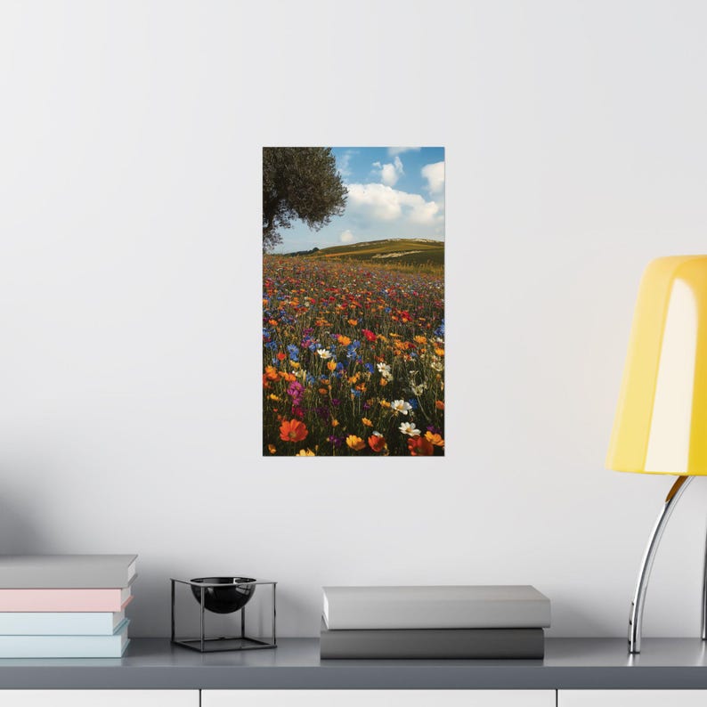 Floral Field Matte Vertical Posters, Rose Blossoms Print, Wildflower ...