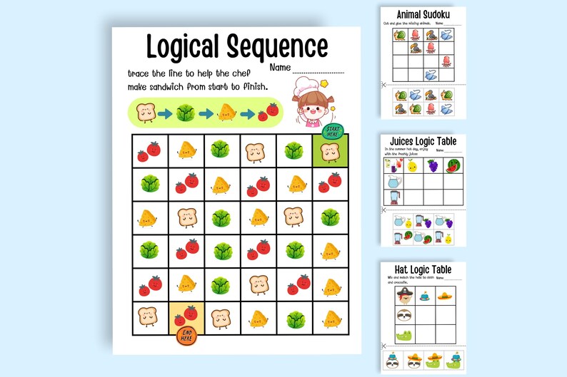 Logic Game Worksheets: Strategy Games Memory Skills, Cut-and-paste ...