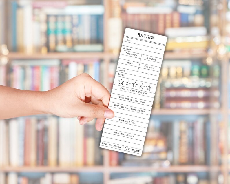 Printable Library Style Book Review Bookmark | Double Sided Reading Log ...