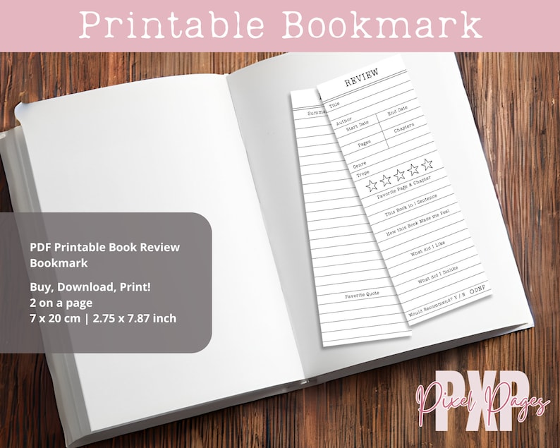 Printable Library Style Book Review Bookmark | Double Sided Reading Log ...