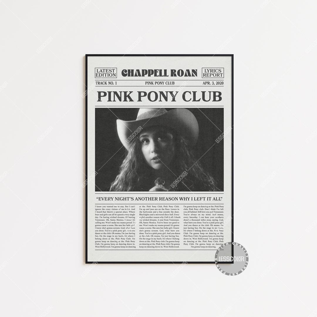 Chappell Roan Retro Newspaper Print, Pink Pony Club Poster, Pink Pony ...