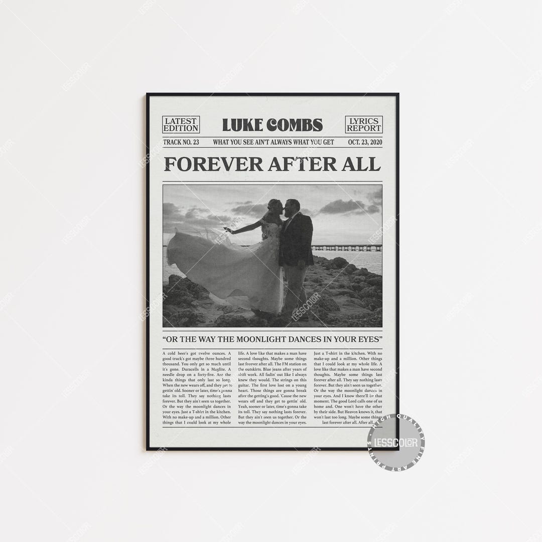 Luke Combs Retro Newspaper Print, Forever After All Poster, Forever ...