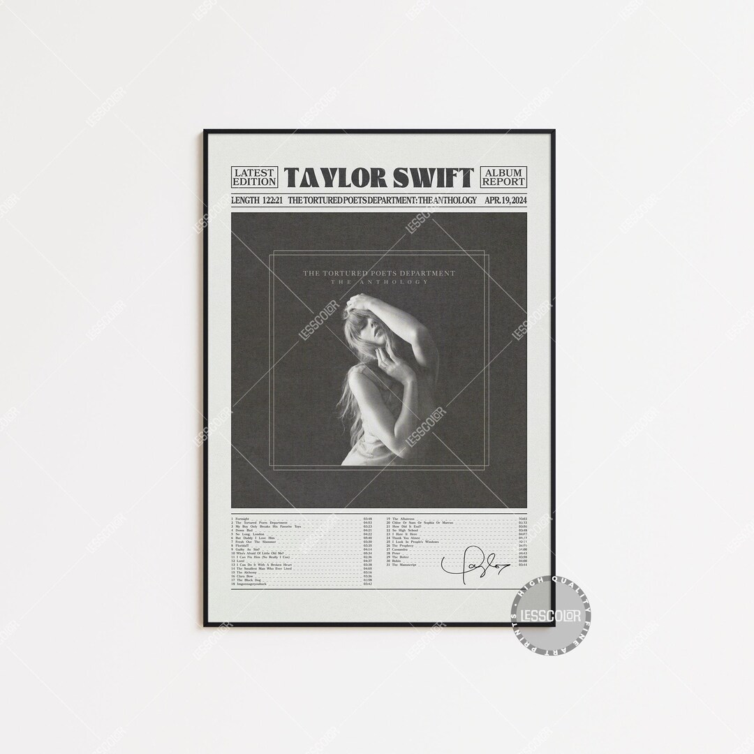 Taylor Swift Retro Newspaper Print, the Tortured Poets Department: the ...