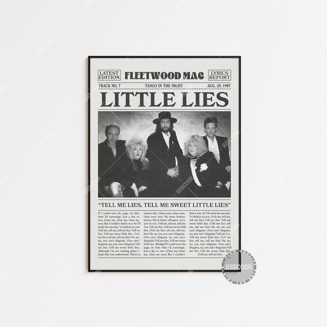 Fleetwood Mac Retro Newspaper Print, Little Lies Poster, Little Lies ...