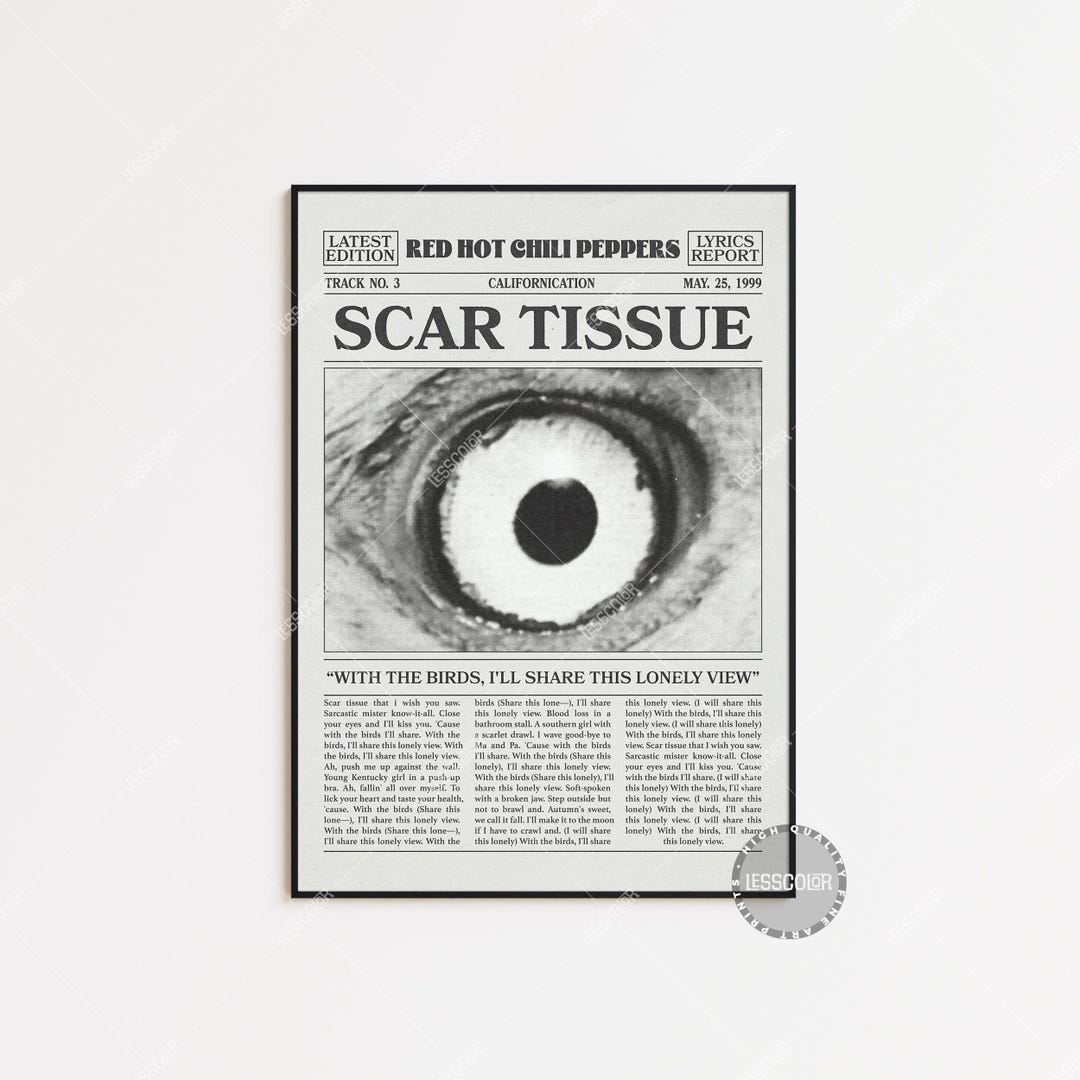 Red Hot Chili Peppers Retro Newspaper Print, Scar Tissue Poster, Scar ...