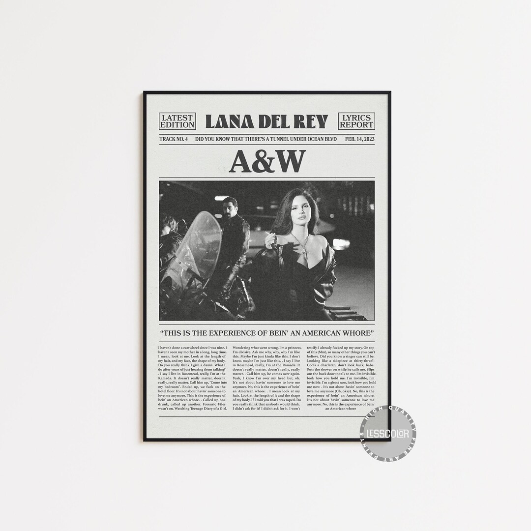 Retro Newspaper Print, A&W Poster, AW Lyrics Print, American Whore ...