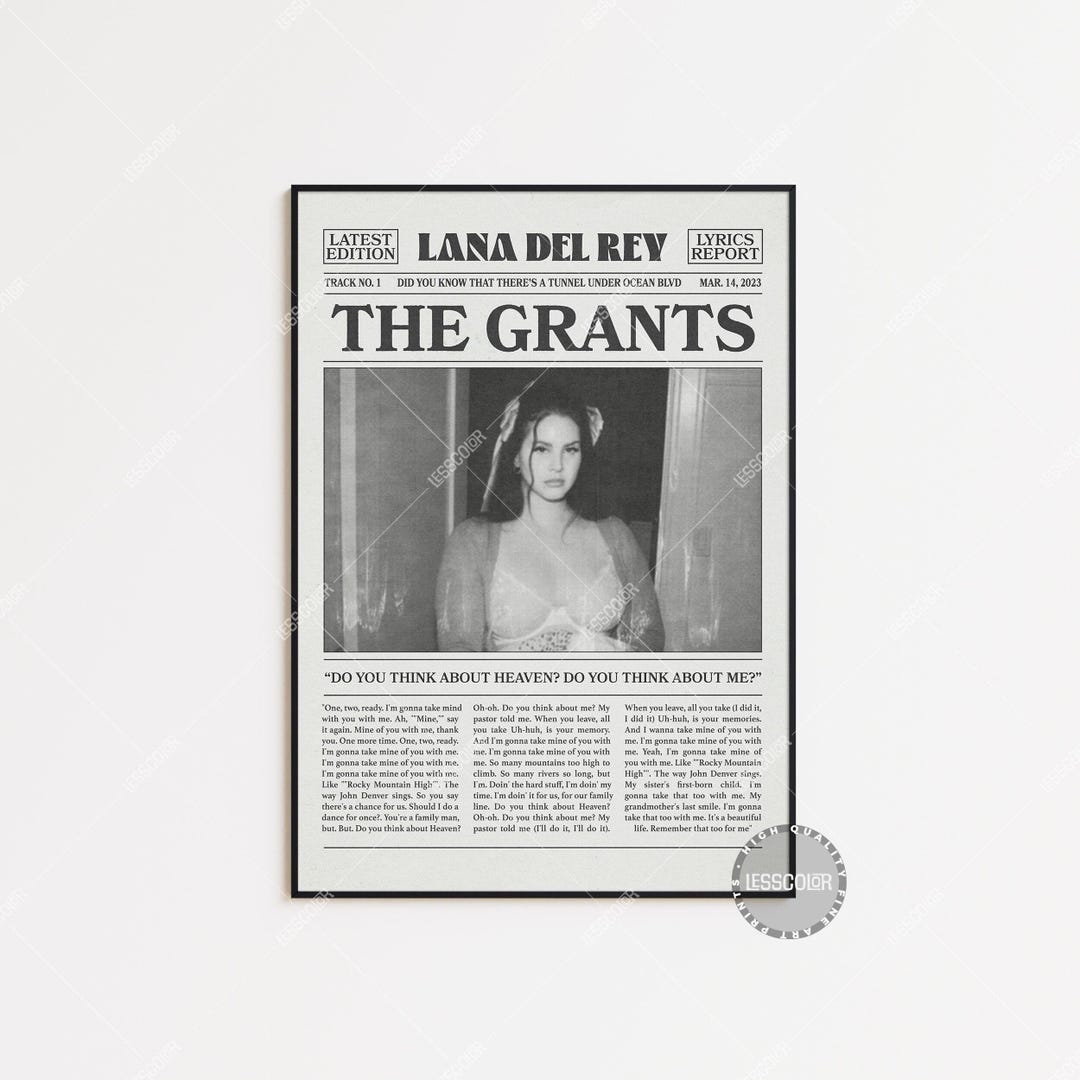 Retro Newspaper Print, the Grants Poster, the Grants Lyrics Print ...