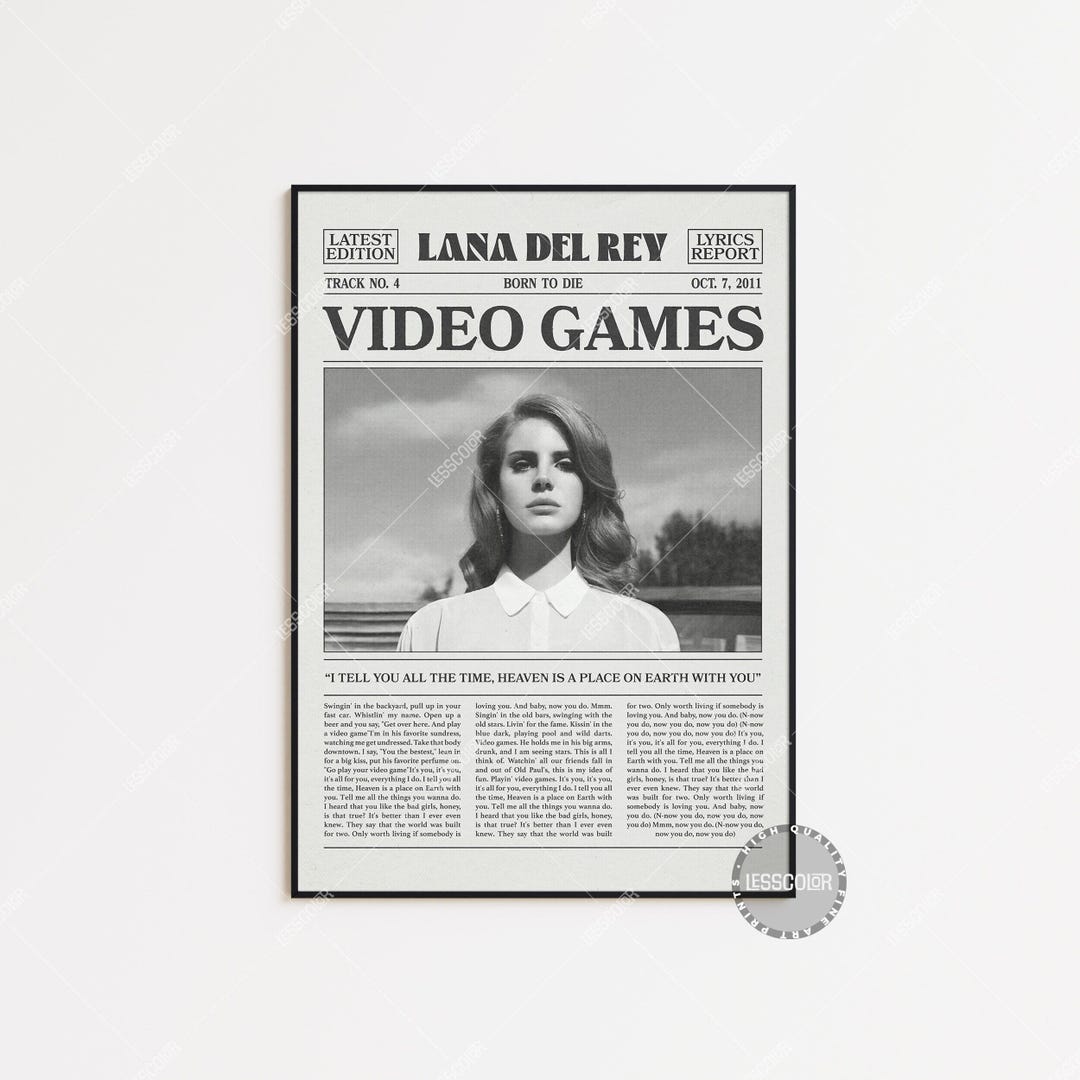 Retro Newspaper Print, Video Games Poster, Video Games Lyrics Print ...