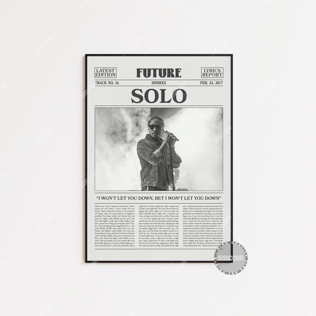 Future Retro Newspaper Print, Solo Poster, Solo Lyric Print, Future ...