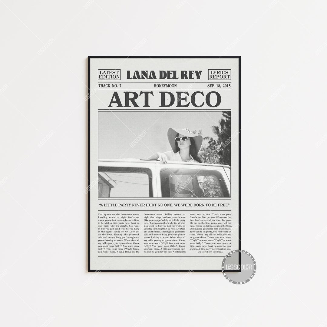 Retro Newspaper Print, Art Deco Poster, Art Deco Lyrics Print ...