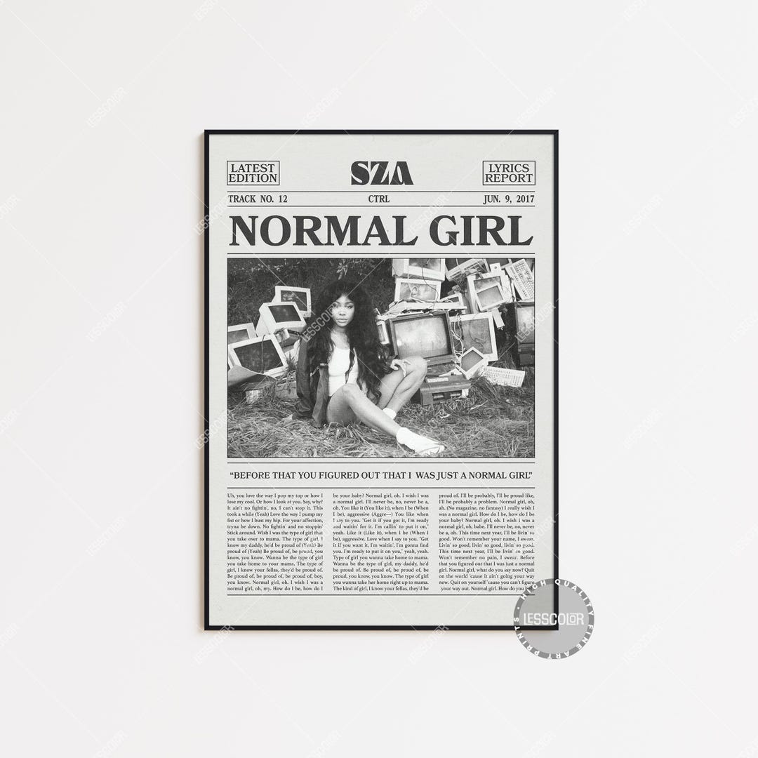 SZA Poster Normal Girl Poster, CTRL Poster, SZA Tracklist Album Cover ...