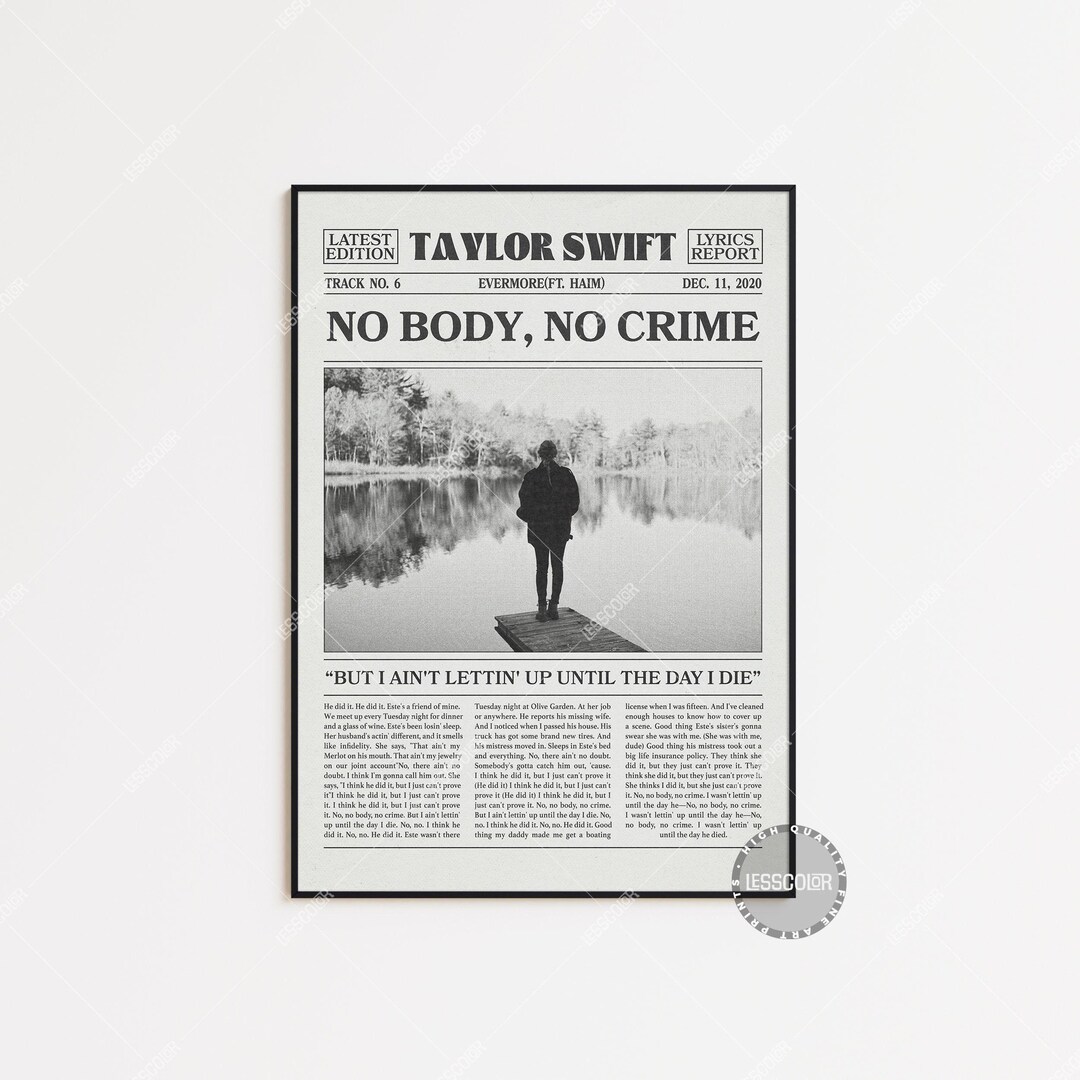 Taylor Swift Retro Newspaper Print, No Body, No Crime Poster, No Body ...