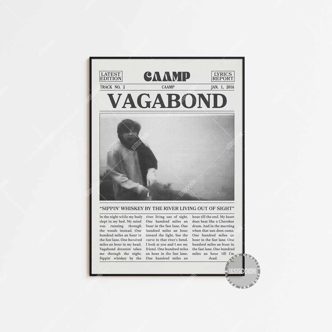 Caamp Newspaper Print, Vagabond Poster, Vagabond Lyrics Print, Caamp ...