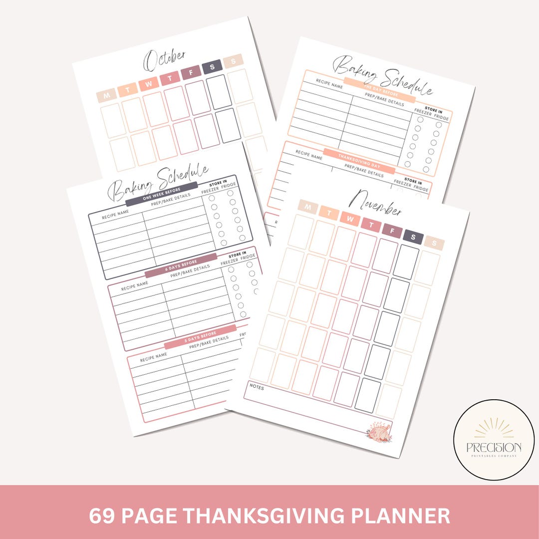 Thanksgiving Planner Printable, Holiday Planner US Letter, Thanksgiving ...