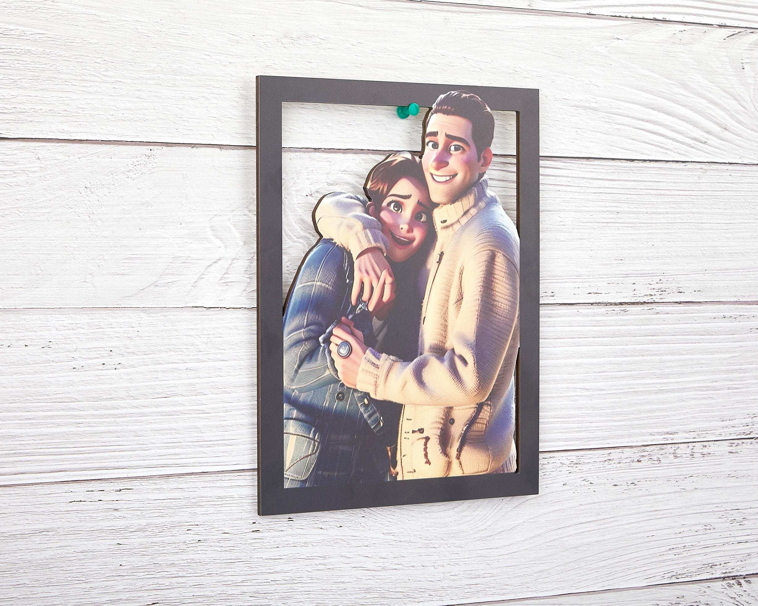 Personalized Pixar Style Cartoon Portrait Photo Frame - Custom 3D ...
