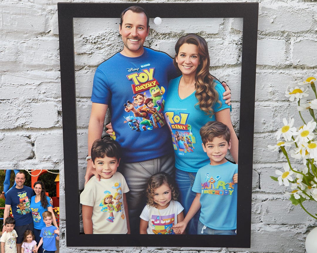 Custom Pixar-style Family Portrait in Solid Wood Frame - Etsy