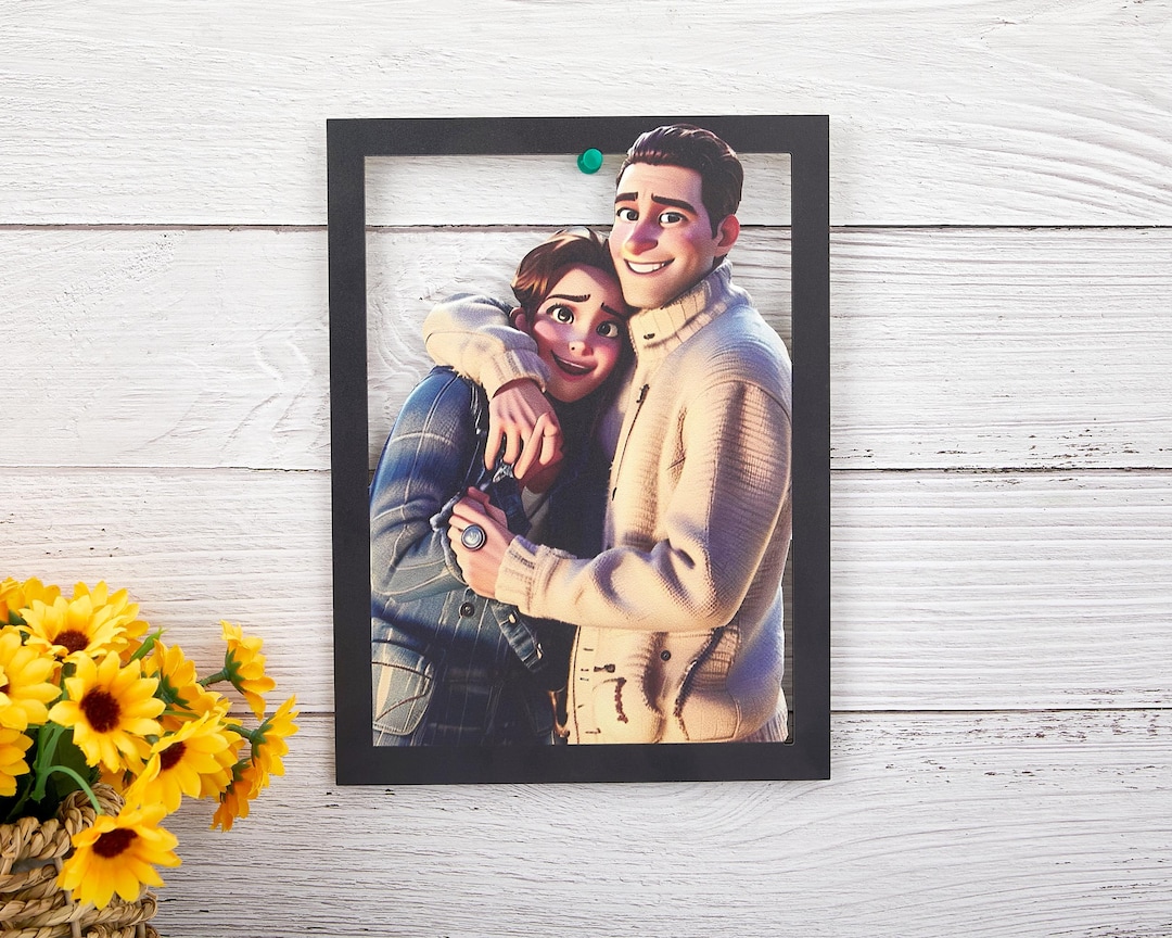 Personalized Cartoon Portrait Photo Frame – Pixar-inspired 3D Design ...