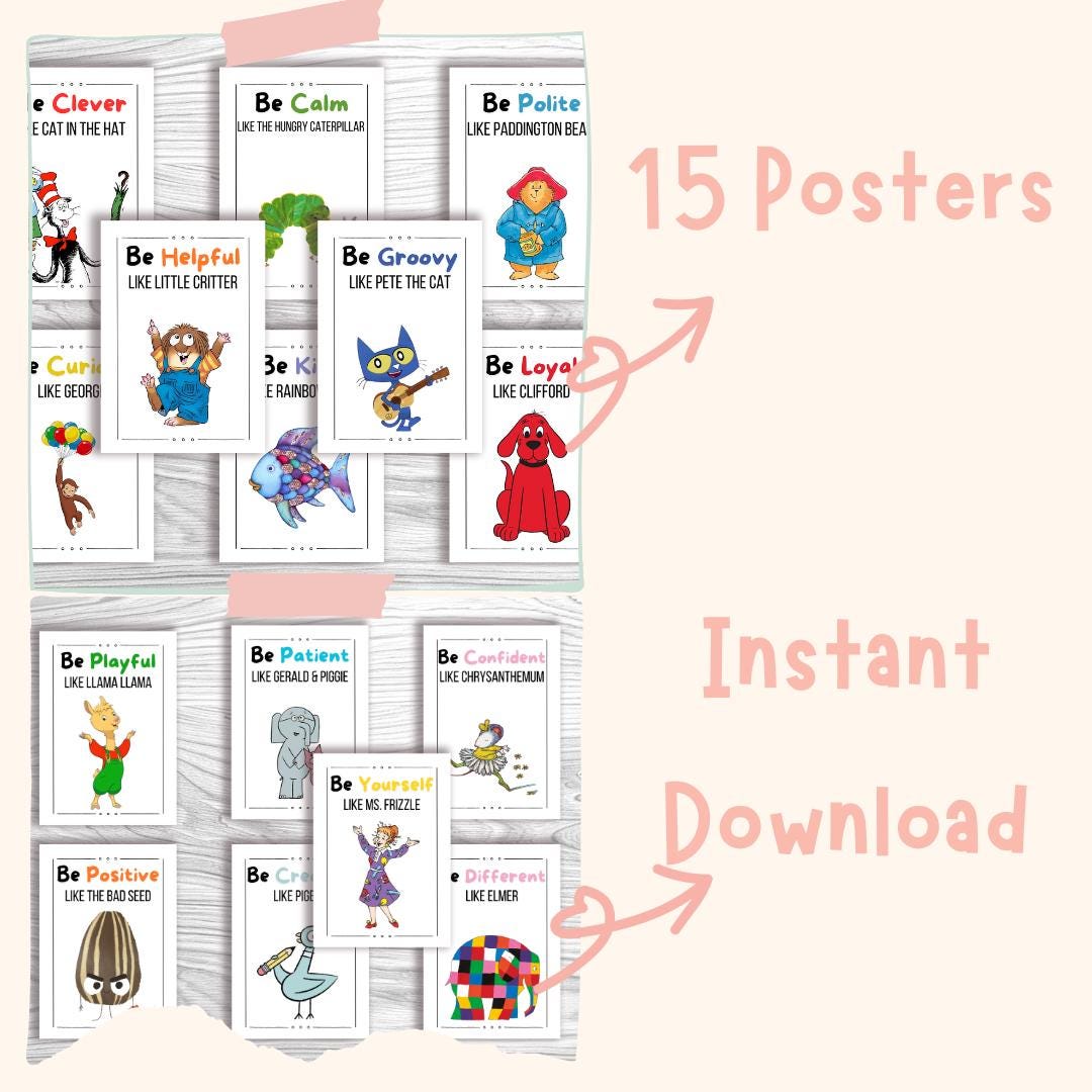 15 Preschool Book Character Positive Affirmation Posters – Printable ...