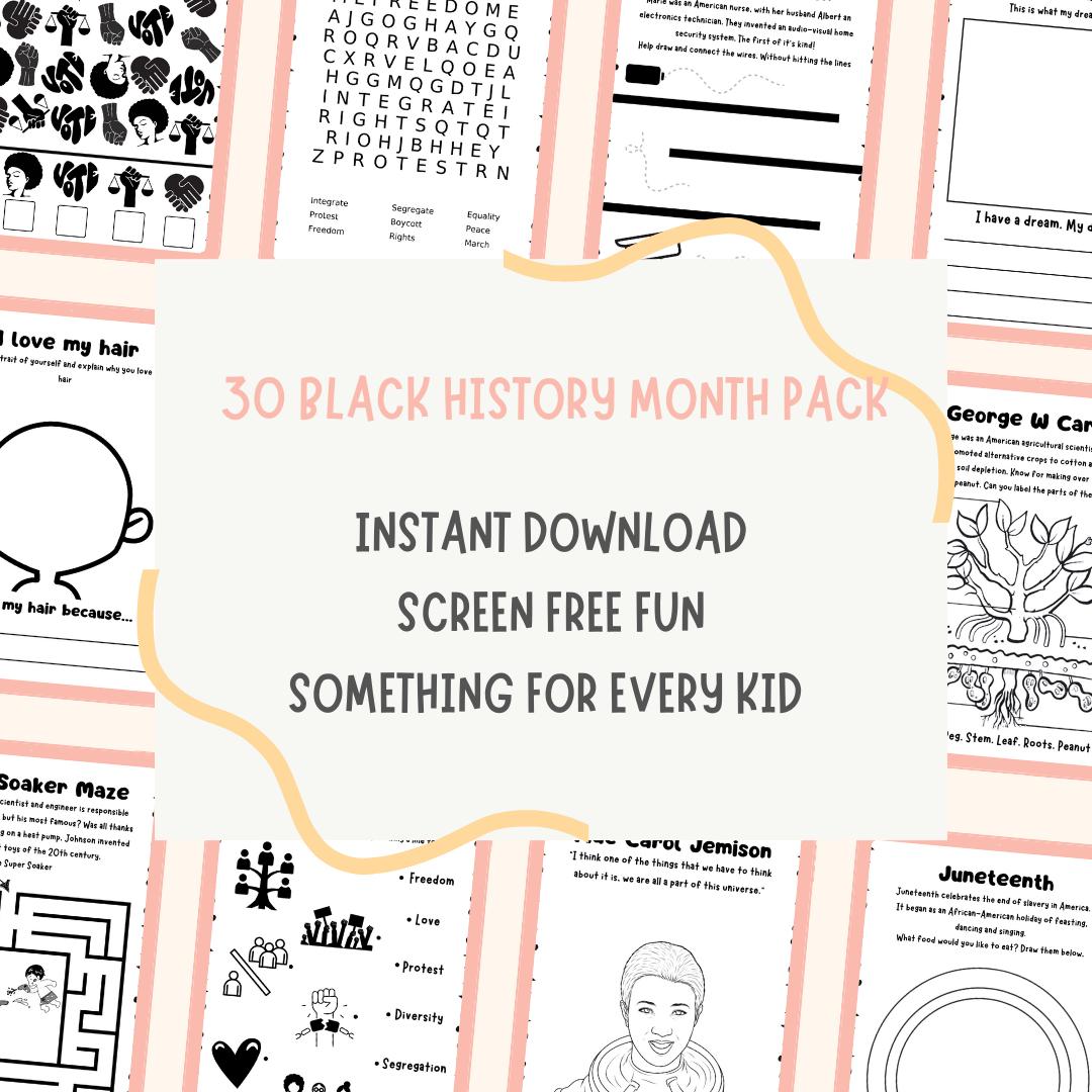 30 Page Black History Month Printable Activity Pack - Fun & Educational ...