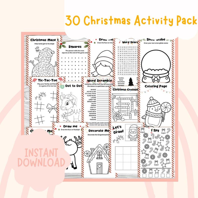30 Printable Christmas Activities, Kid's Activities, Christmas Activity ...