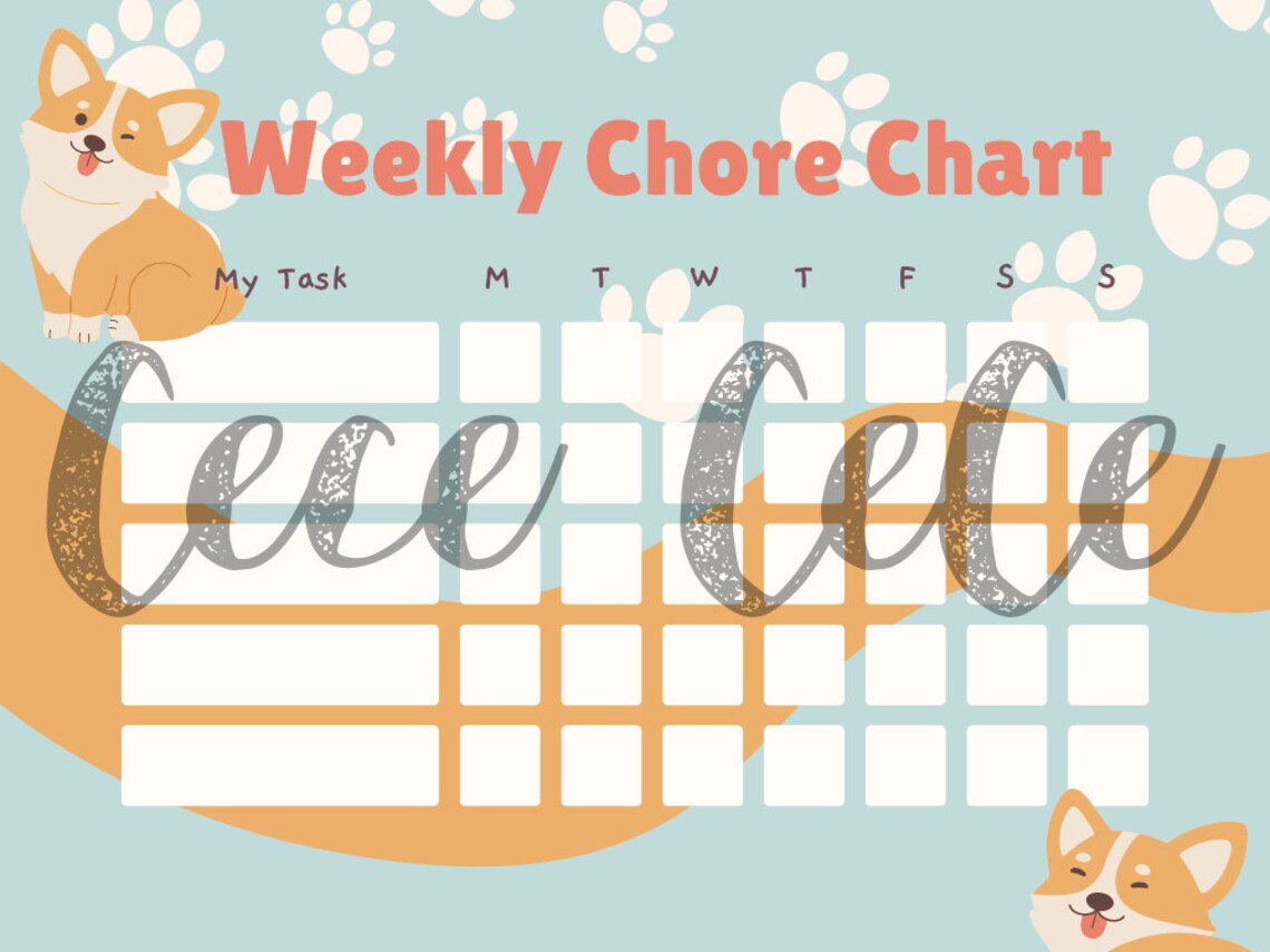 Chore Chart for Kids Printable Behavior Chart Allowance Chart ...