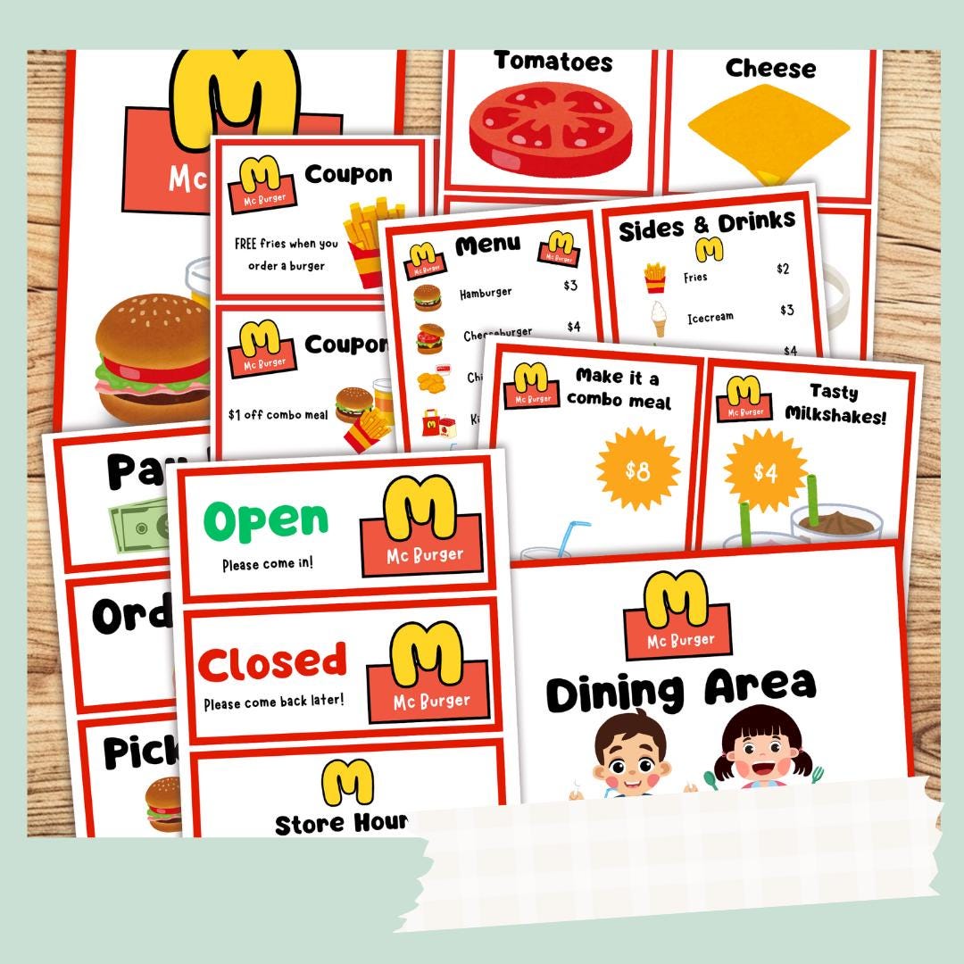 Fast Food Dramatic Play Printables. Download. Classroom Play Center ...