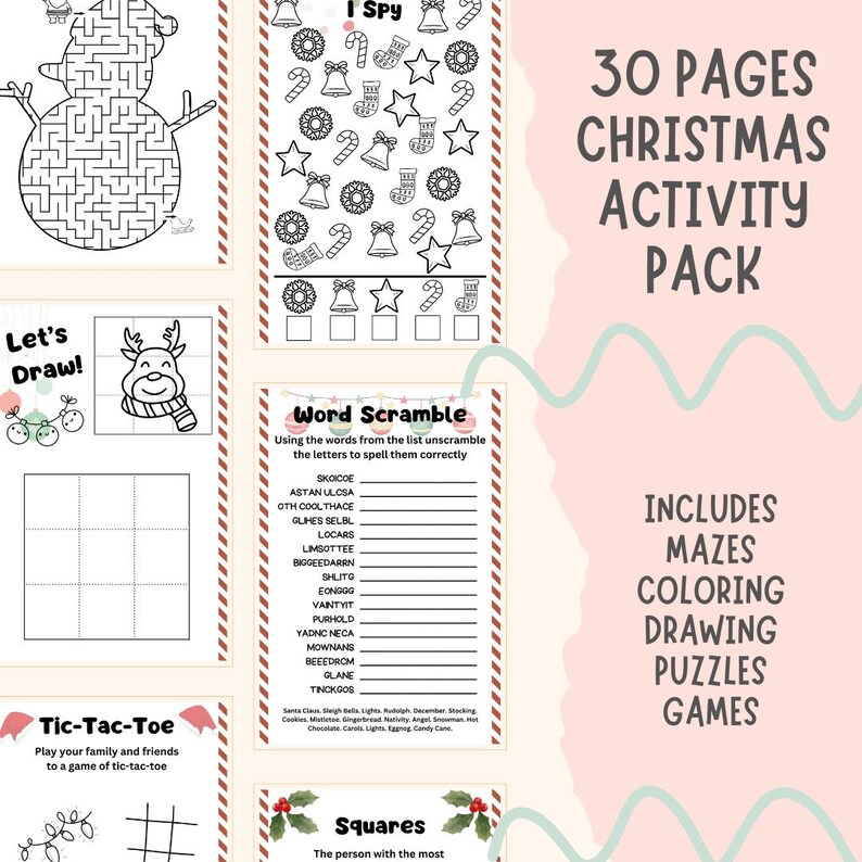 30 Printable Christmas Activities, Kid's Activities, Christmas Activity ...