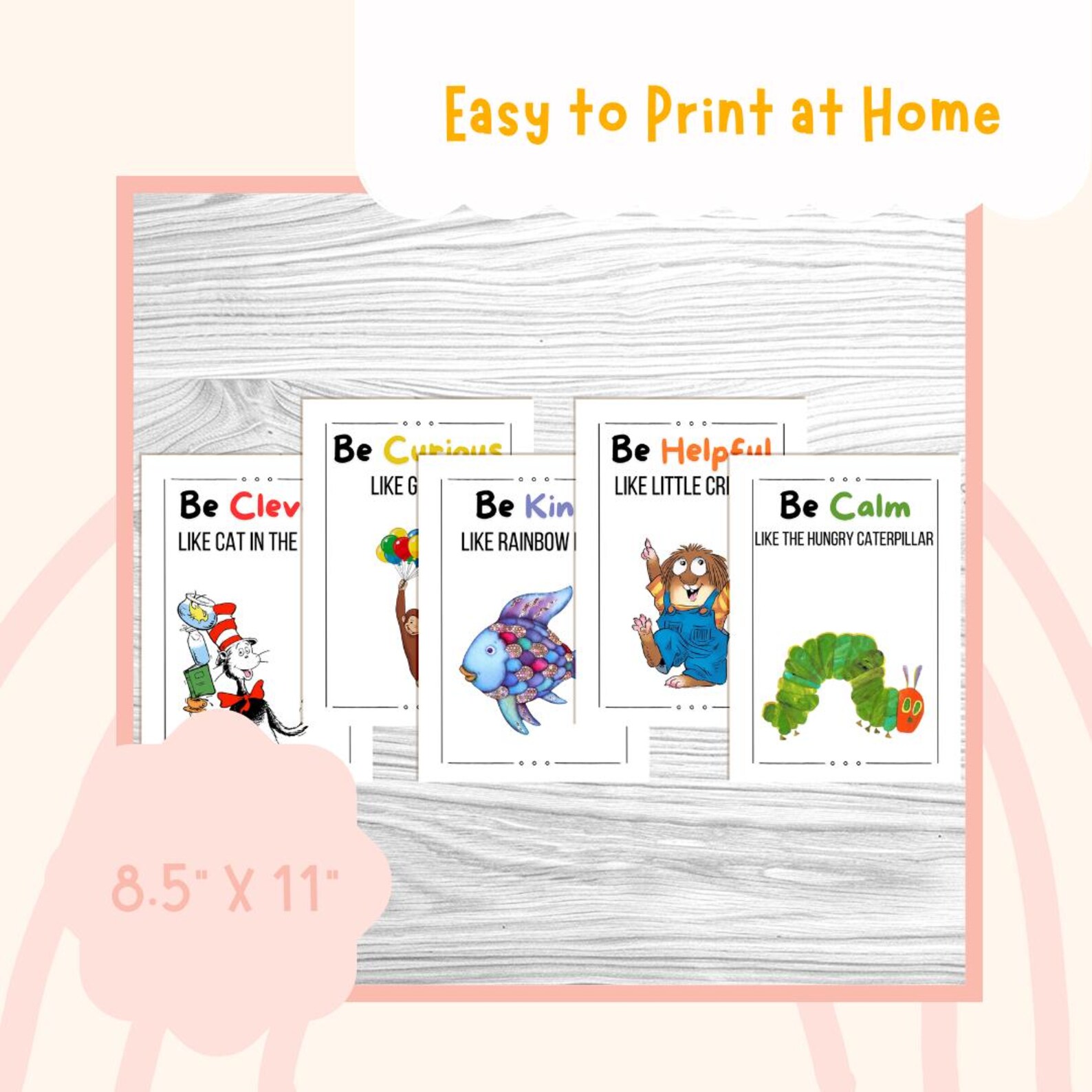 15 Preschool Book Character Positive Affirmation Posters – Printable ...