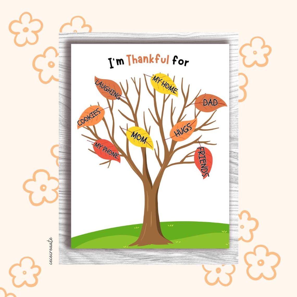 Thankful Tree Activity, Printable Thanksgiving Game, Fall Activity for ...