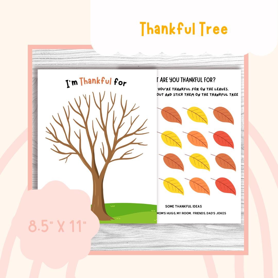 Thankful Tree Activity, Printable Thanksgiving Game, Fall Activity for ...