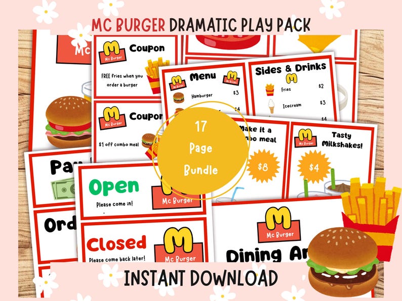 Fast Food Dramatic Play Printables. Download. Classroom Play Center ...