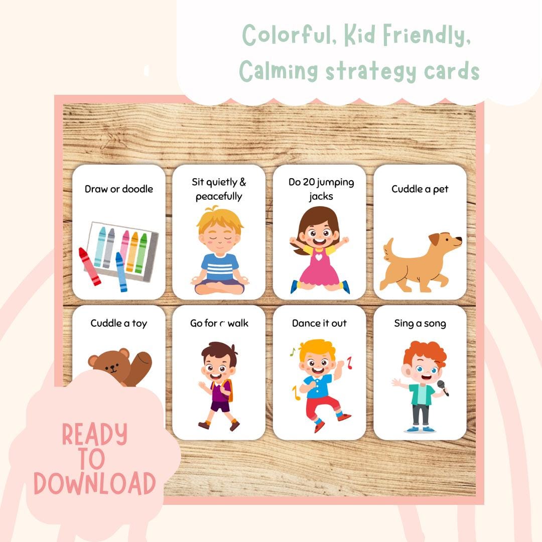 32 Pages Calming Strategy Cards for Kids, Mindfulness & Coping Skills ...