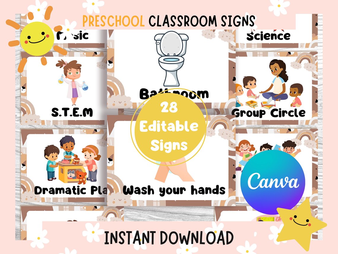 Editable Preschool Center Signs – Printable Classroom Labels for Early ...
