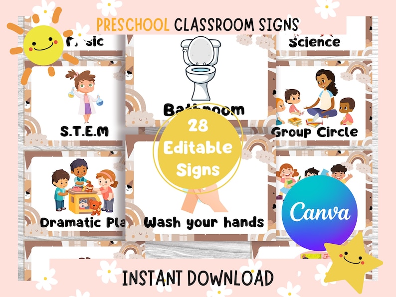 Editable Preschool Center Signs – Printable Classroom Labels for Early ...