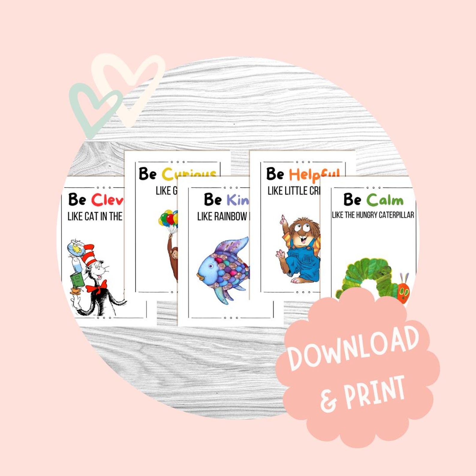 15 Preschool Book Character Positive Affirmation Posters – Printable ...