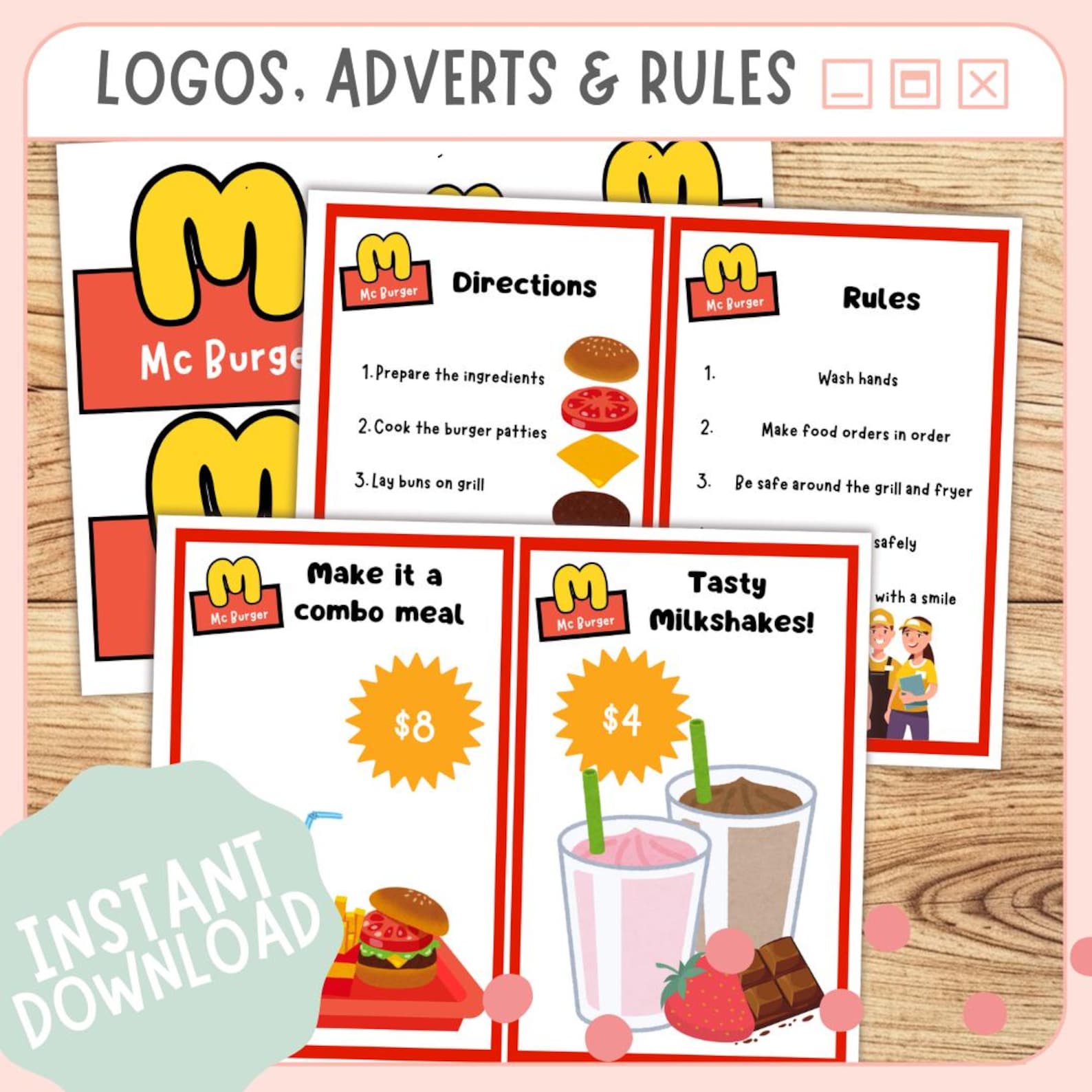 Fast Food Dramatic Play Printables. Download. Classroom Play Center ...