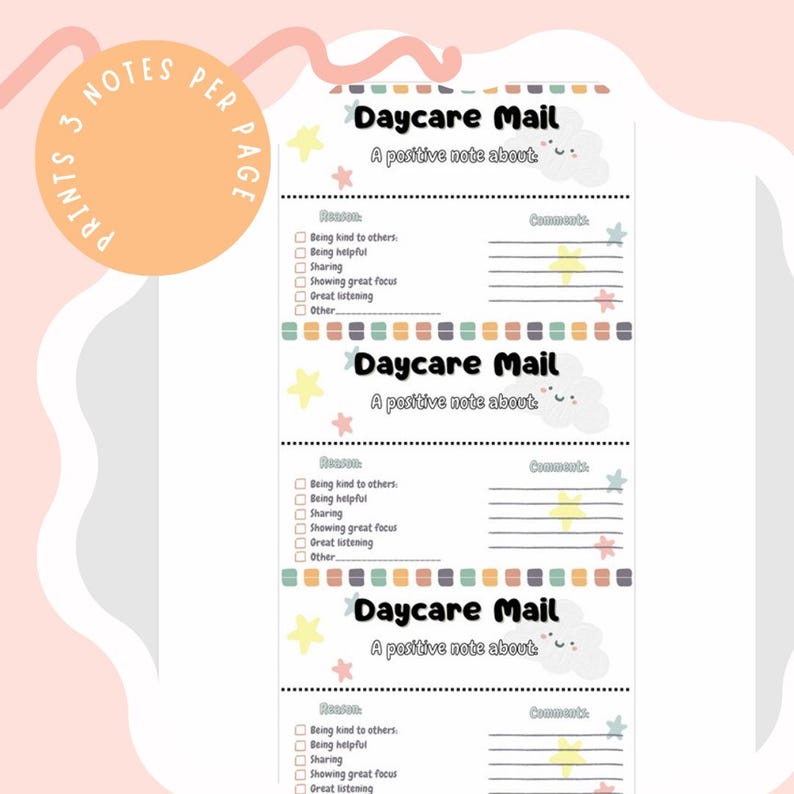 Printable 3 Daycare Note Home, Daycare Quick Note Home, Daycare Forms ...