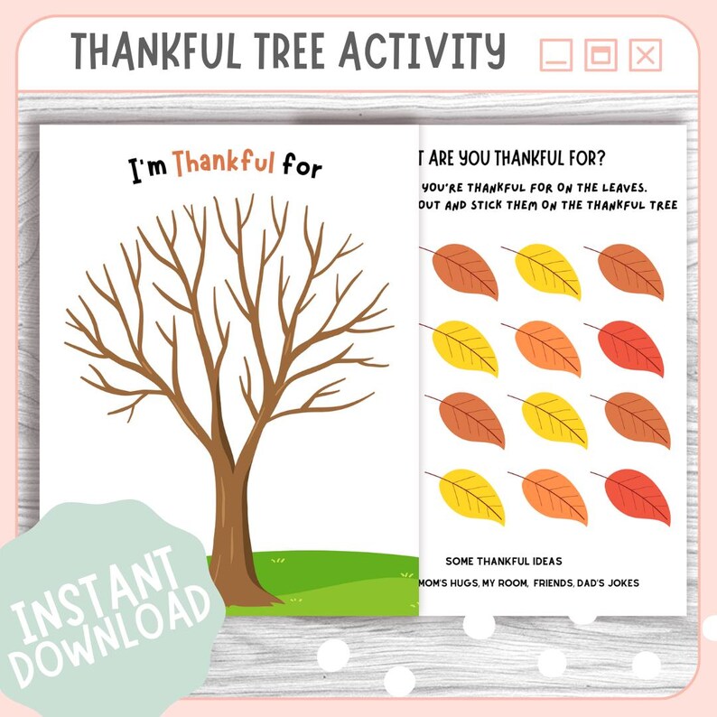 Thankful Tree Activity, Printable Thanksgiving Game, Fall Activity for ...