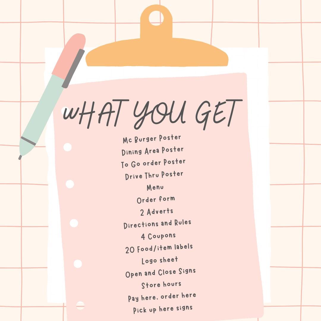 Fast Food Dramatic Play Printables. Download. Classroom Play Center ...