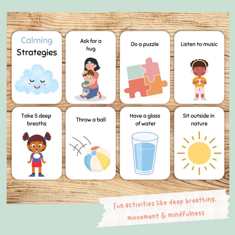 32 Pages Calming Strategy Cards for Kids, Mindfulness & Coping Skills ...