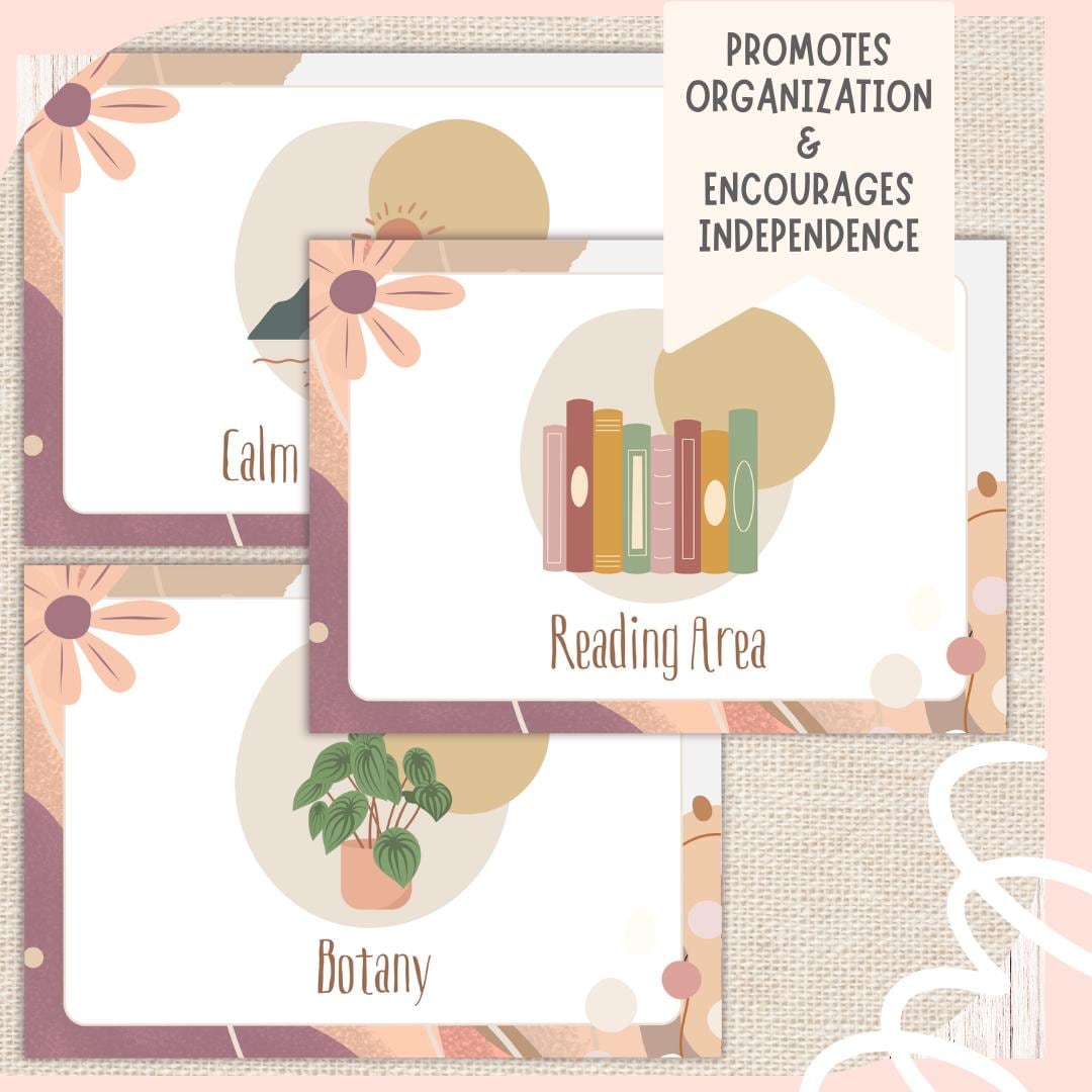 Boho Minimalist Classroom Center Signs – Neutral Printable Labels for ...