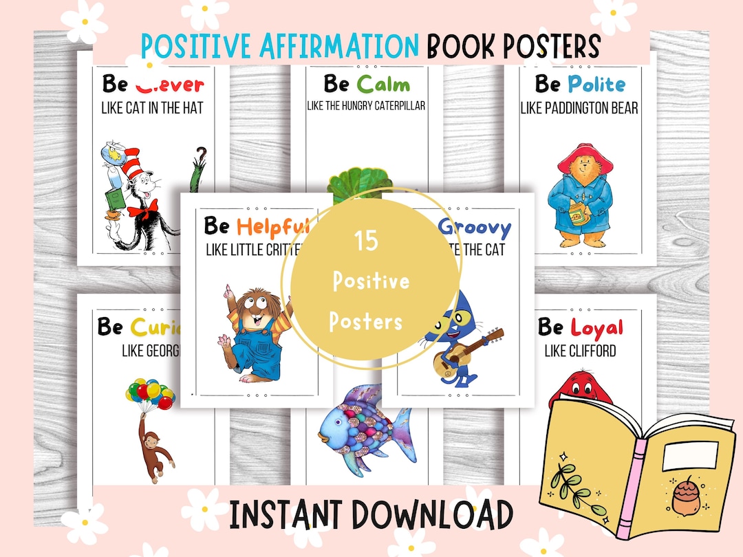 15 Preschool Book Character Positive Affirmation Posters – Printable ...
