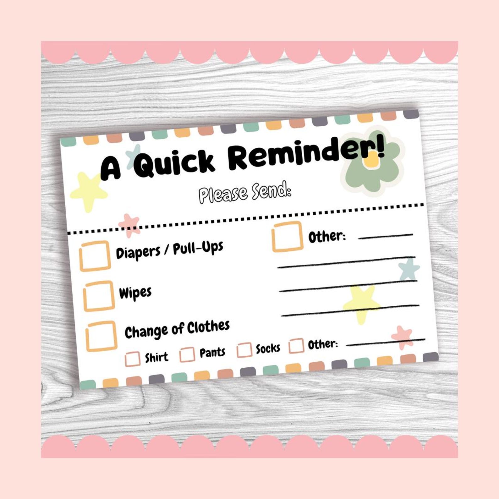 Printable 3 Daycare Note Home, Daycare Quick Note Home, Daycare Forms ...