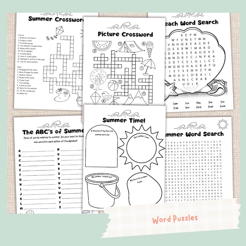 30 Page Summer Printable Activity Pack for Kids | Fun Summer Worksheets ...