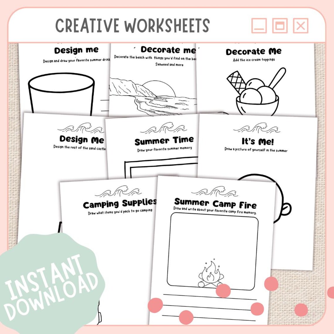 30 Page Summer Printable Activity Pack for Kids | Fun Summer Worksheets ...