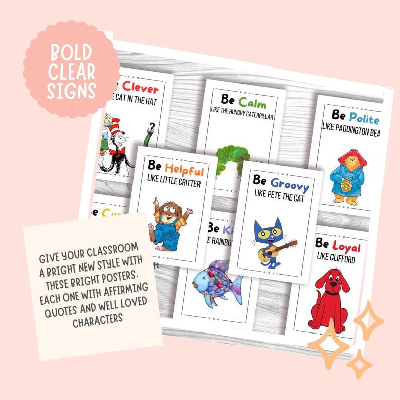 15 Preschool Book Character Positive Affirmation Posters – Printable ...