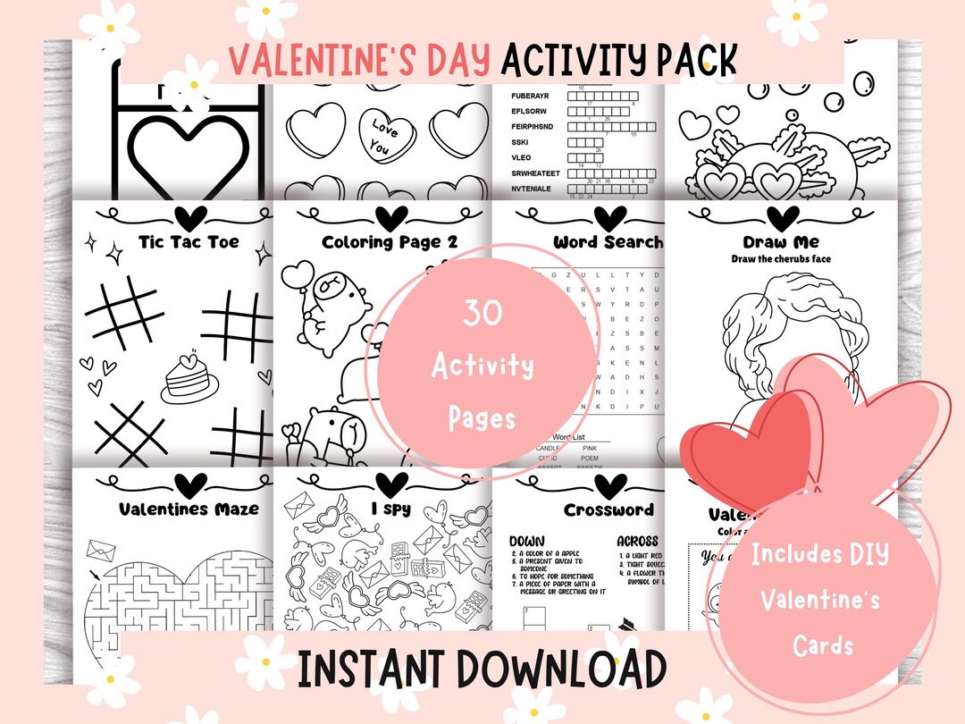 30 Page Printable Valentine's Kids Activity Pack – Fun & Educational ...
