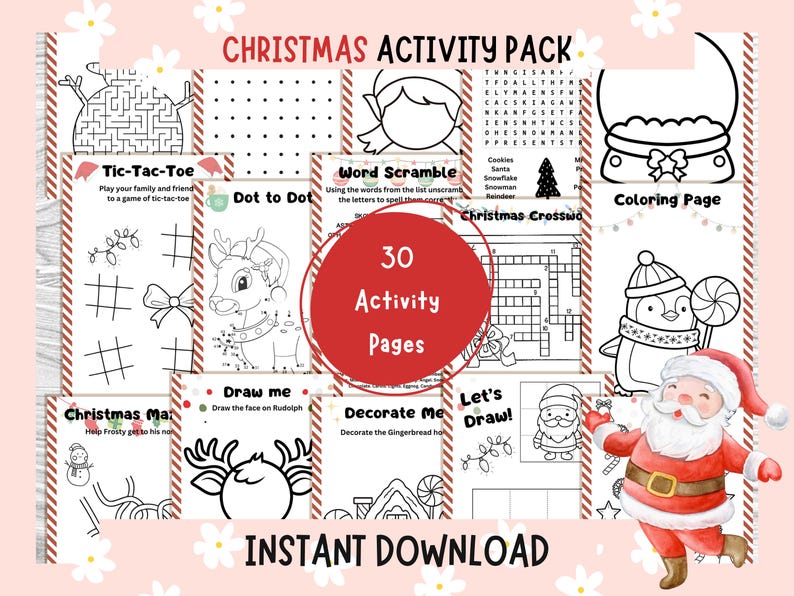 30 Printable Christmas Activities, Kid's Activities, Christmas Activity ...